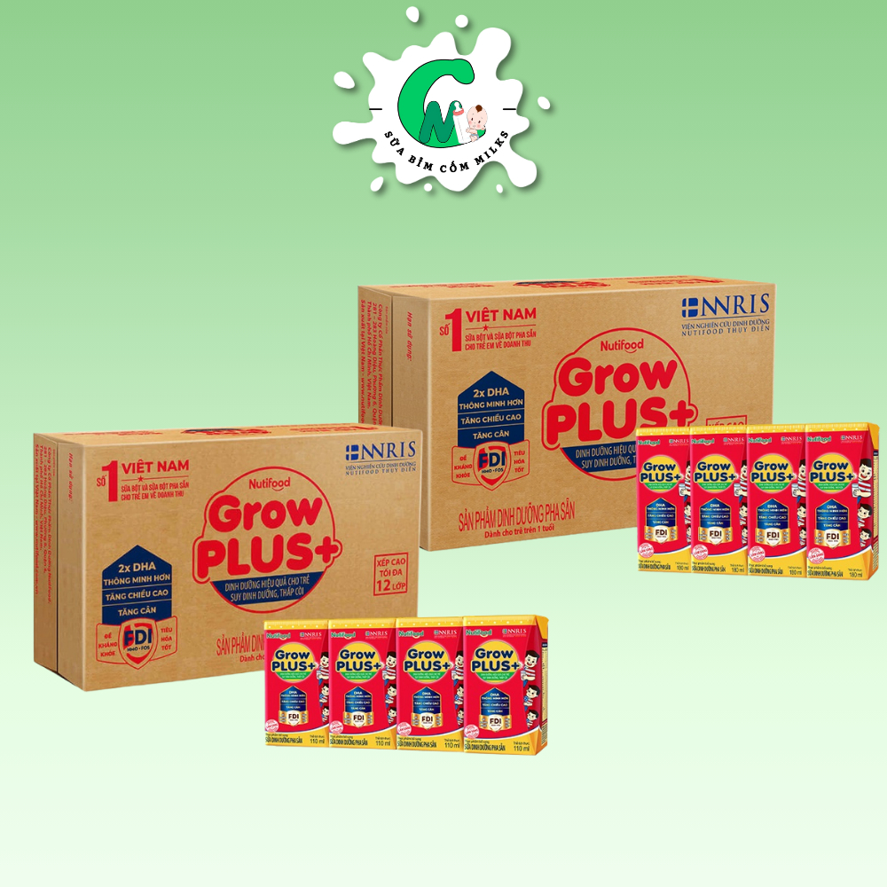 Thùng 48 hộp SBPS NutiFood Grow Plus+ SDD đỏ loại 110ml và 180ml ...