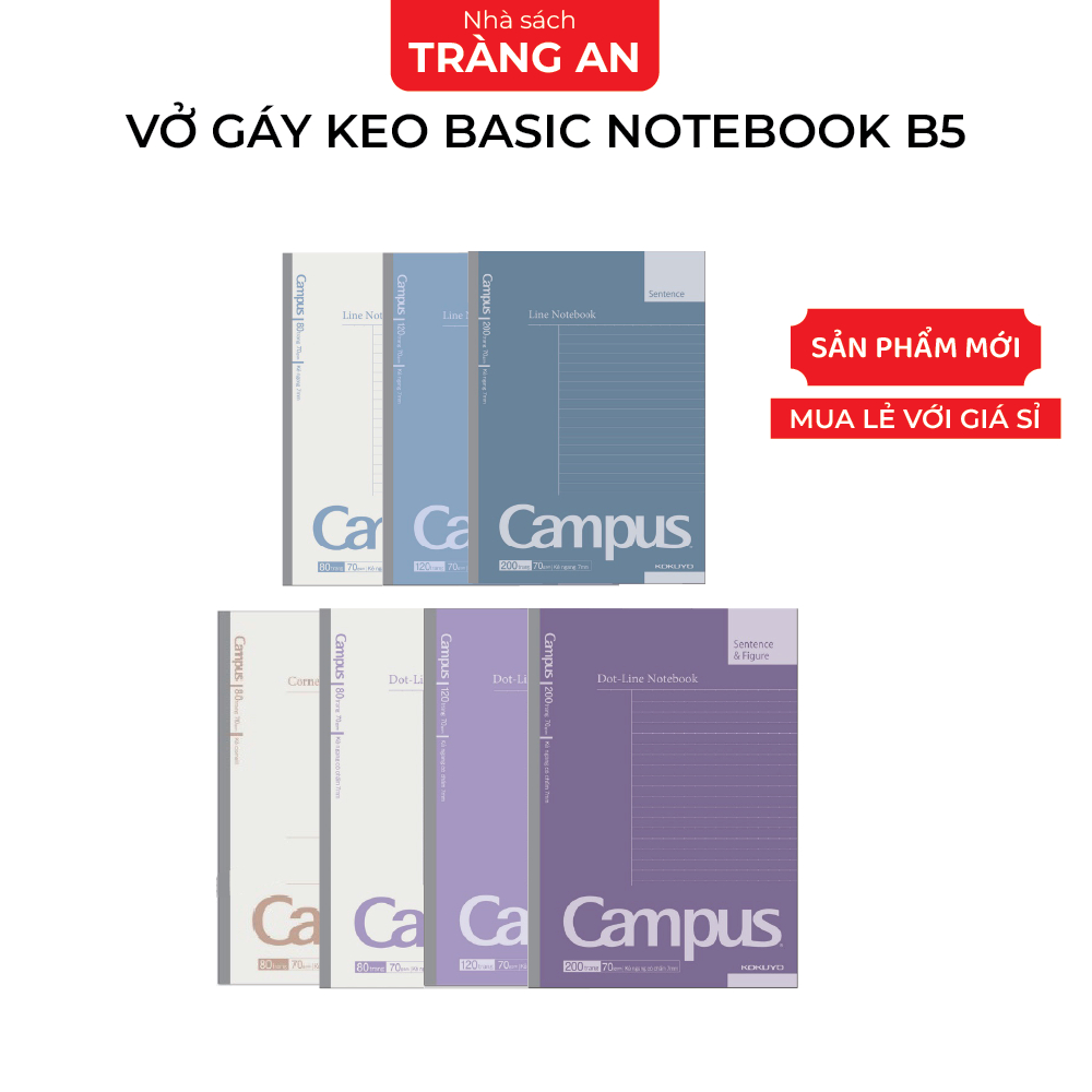 VỞ KẺ NGANG CAMPUS 80/120/200 TRANG B5 BASIC NOTEBOOK CHÍNH HÃNG DÀNH ...