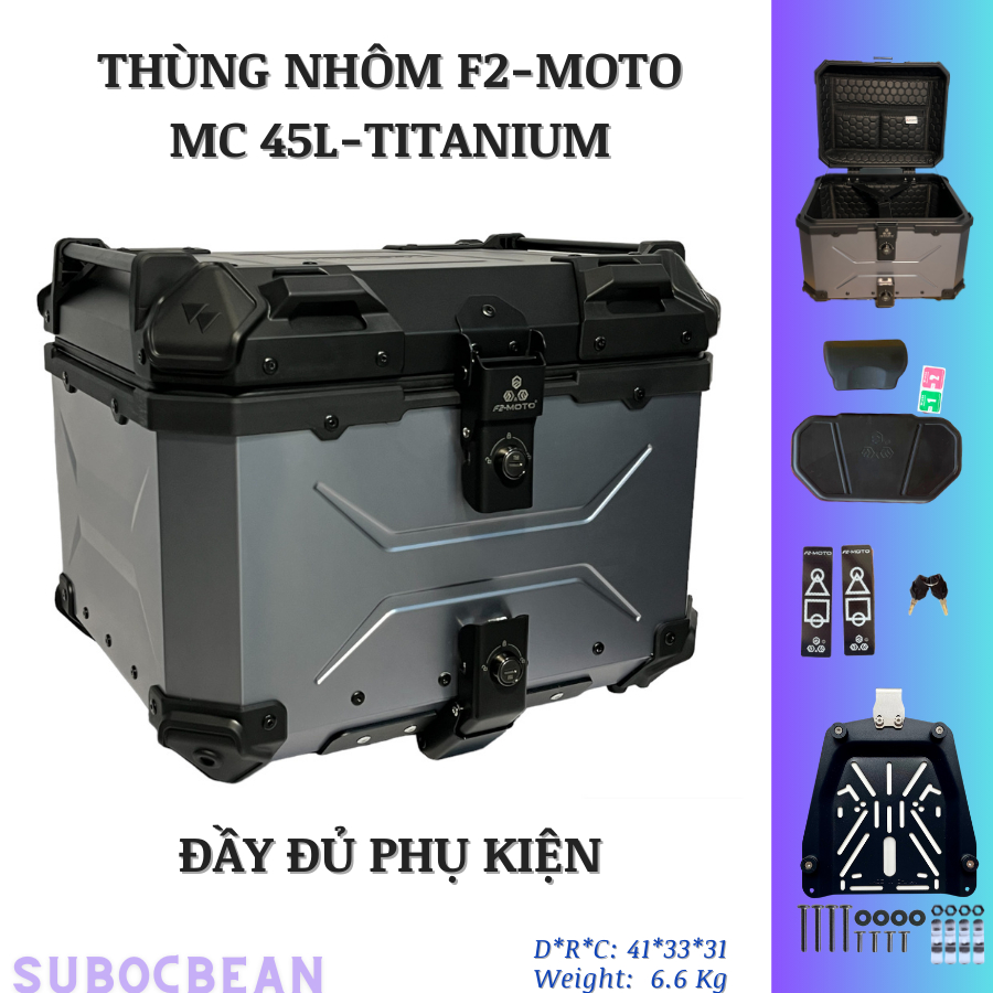 Thùng Nhôm Xe Máy 22L 36L 45L 55L Raptor, F2-Moto, Kraken Đầy Đủ phụ ...