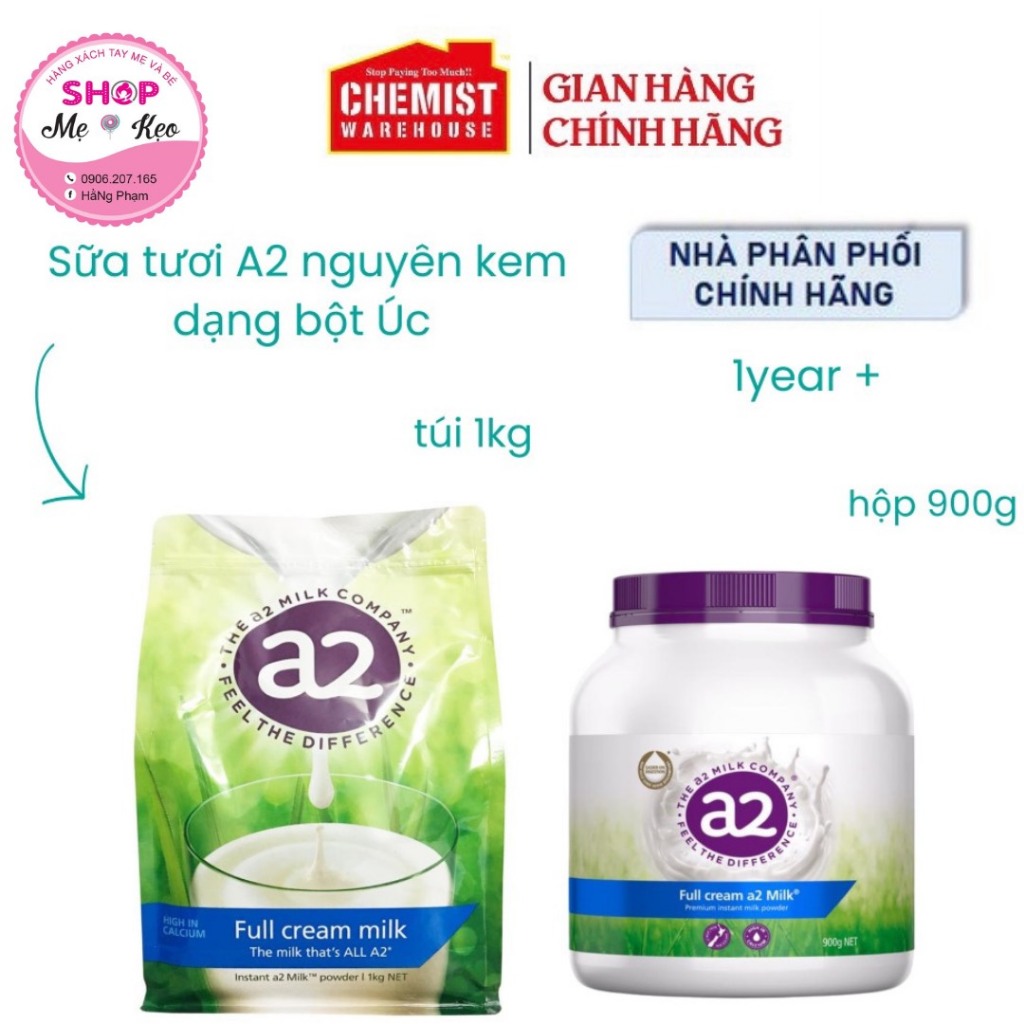Sữa Bột 𝐀𝟐 𝐅𝐔𝐋𝐋 𝐂𝐑𝐄𝐀𝐌 𝐋𝐎𝐍 𝟗𝟎𝟎𝐠 - A2 Nguyên Kem và Tách Kem Túi 1kg - Milo 850mg thơm ngon tăng ...