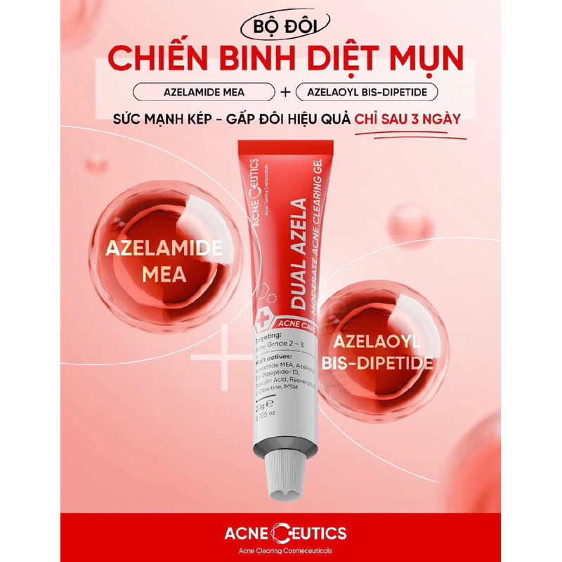 ACNECEUTICS Gel Mụn Dual Azela Moderate Acne Clearing Hỗ Trợ Làm Giảm ...