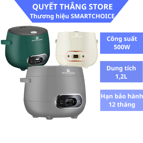 Nồi Cơm Điện Mini 1.2L SMARTCHOICE SCG-RC3001 Lòng Nồi Ceramic An Toàn Sức Khỏe 2,6Kg, BH 18 ...