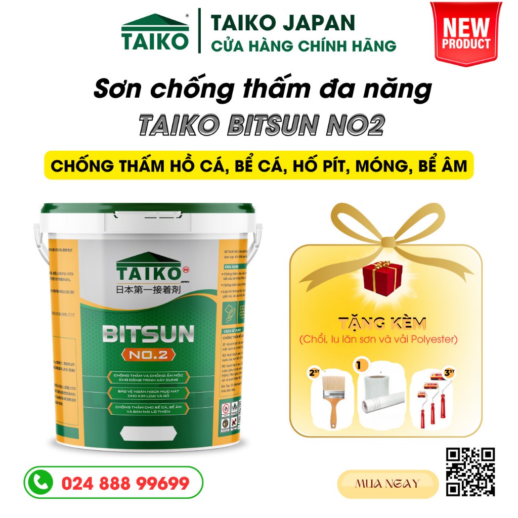 [Chính Hãng] Sơn Chống Thấm Bể Cá Koi TAIKO BITSUN No.2 Màu Đen - Keo Chống Thấm Móng Nhà Mái ...