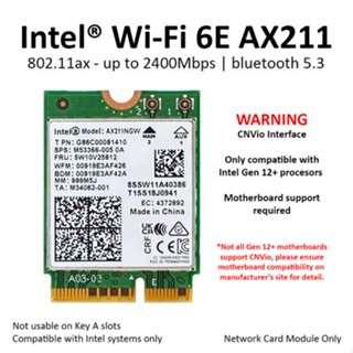 Bộ thu wifi - Intel Wifi 6E AX211 - Chuẩn Wifi 6E - Tốc độ mạng lên đến ...