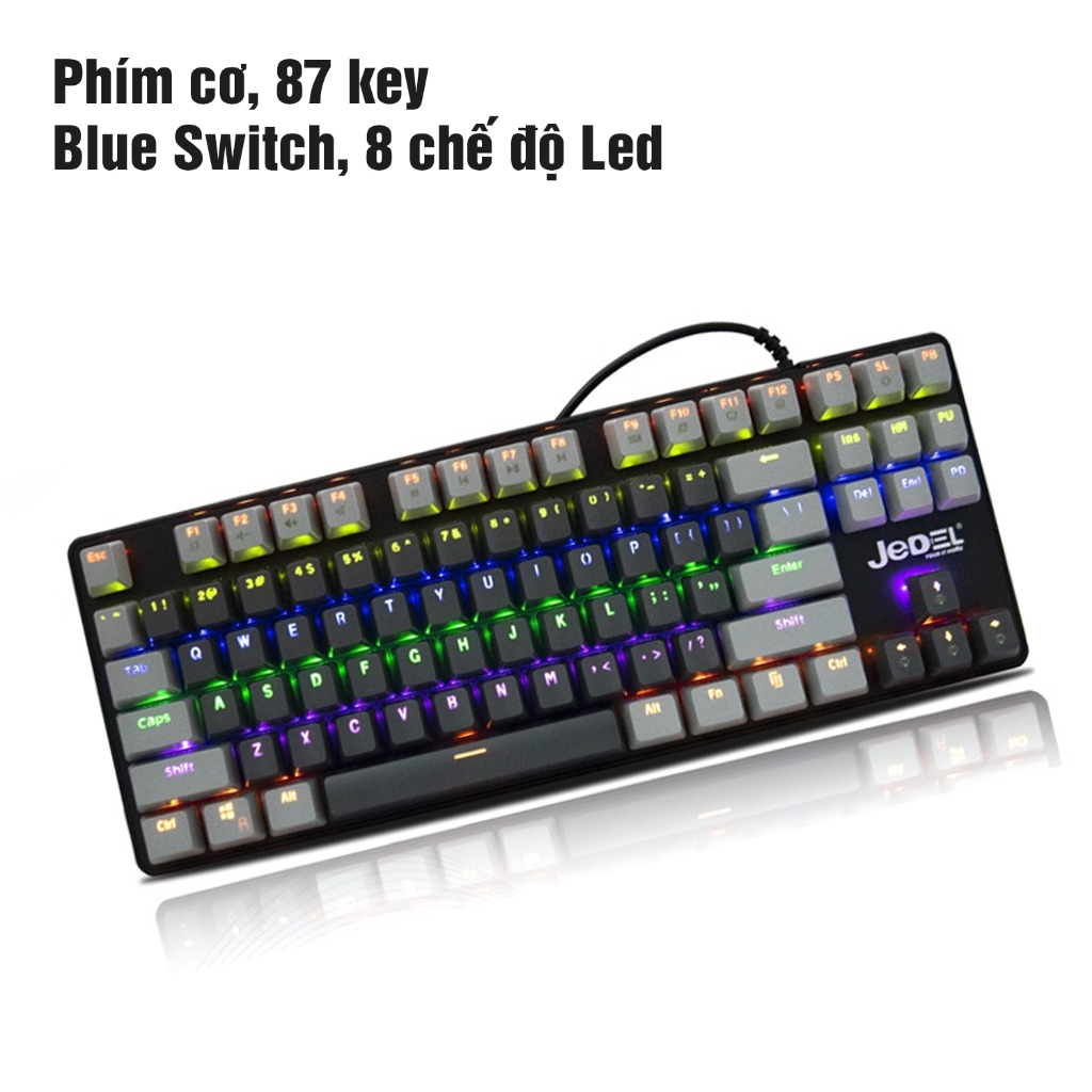 Bàn phím cơ Chính hãng JEDEL KL-103, 87 phím, Blue Switch, 8 chế độ Led ...
