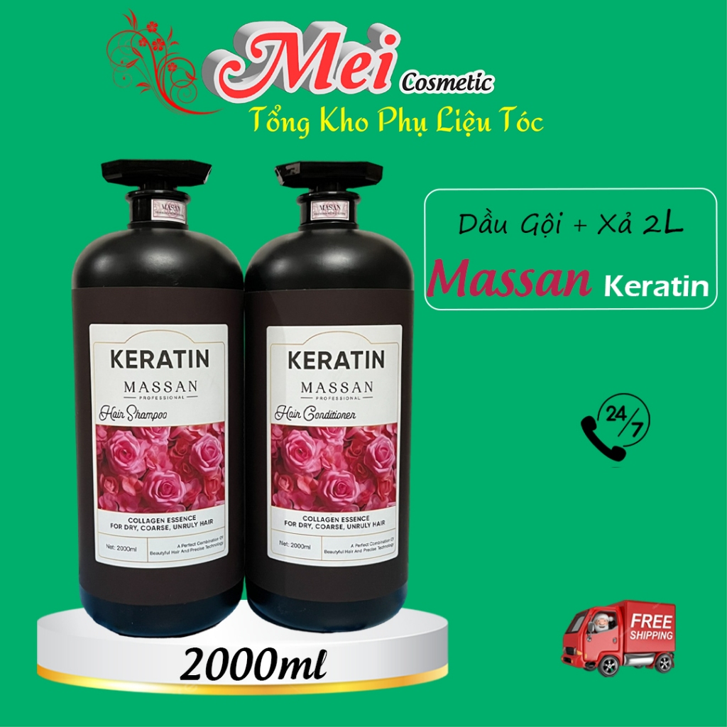 Cặp Gội Xả Thiên Nhiên KERATIN MASSAN Ngăn Ngừa Rụng Tóc , Phục Hồi Tóc ...