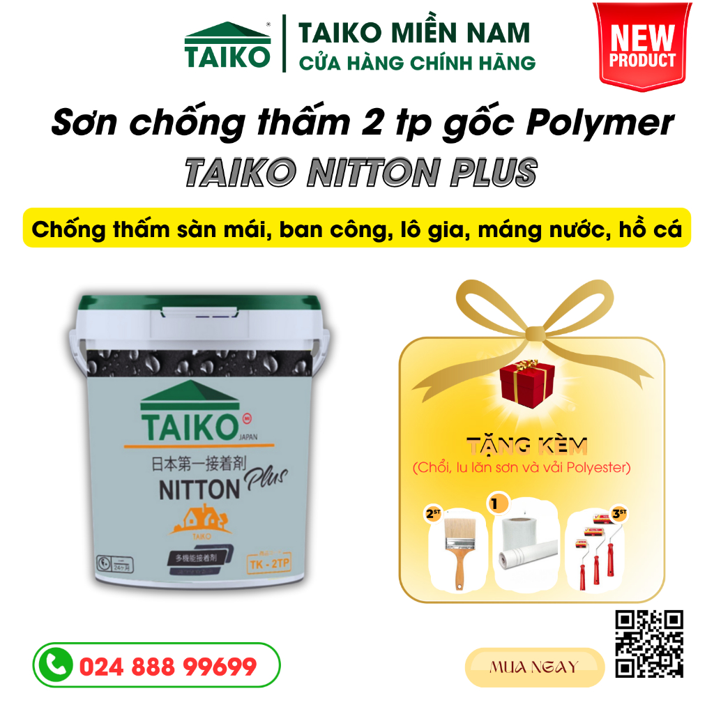 [ 10 Kg ] TAIKO NITTON PLUS - Ngăn Thấm Nước Cho Bề Mặt Bê Tông, Xi ...