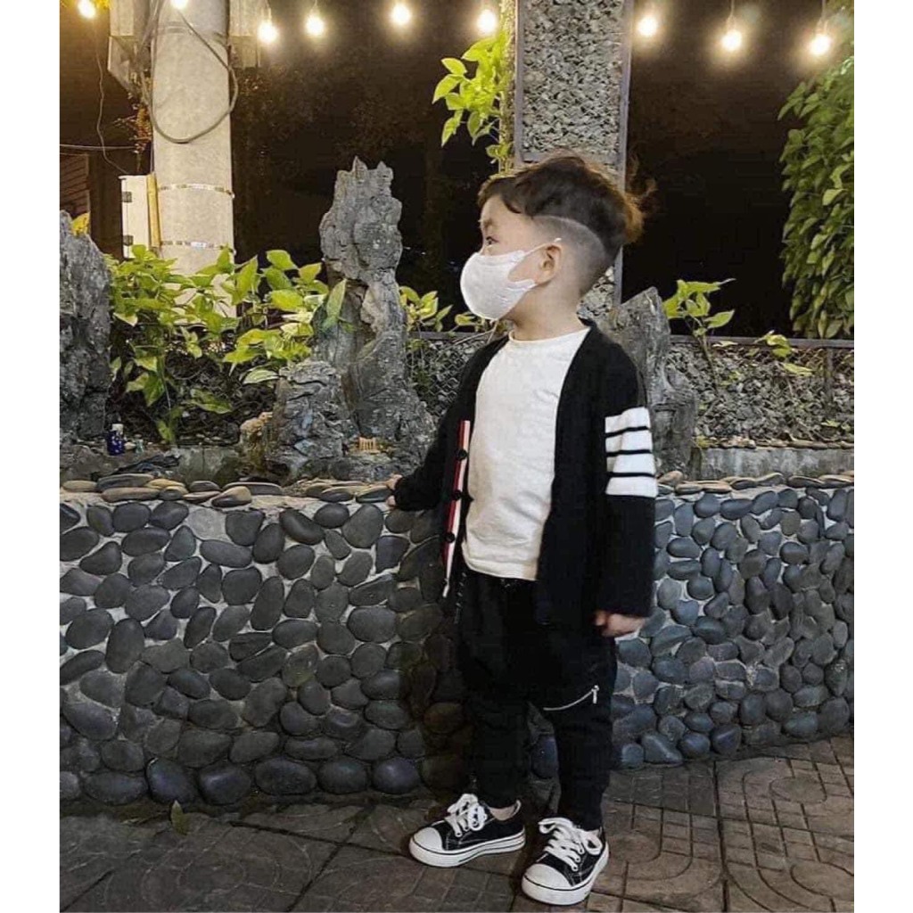 (7-85kg) Sẵn Áo khoác len cardigan 3 màu phối kẻ tay Thome áo khoác len ...
