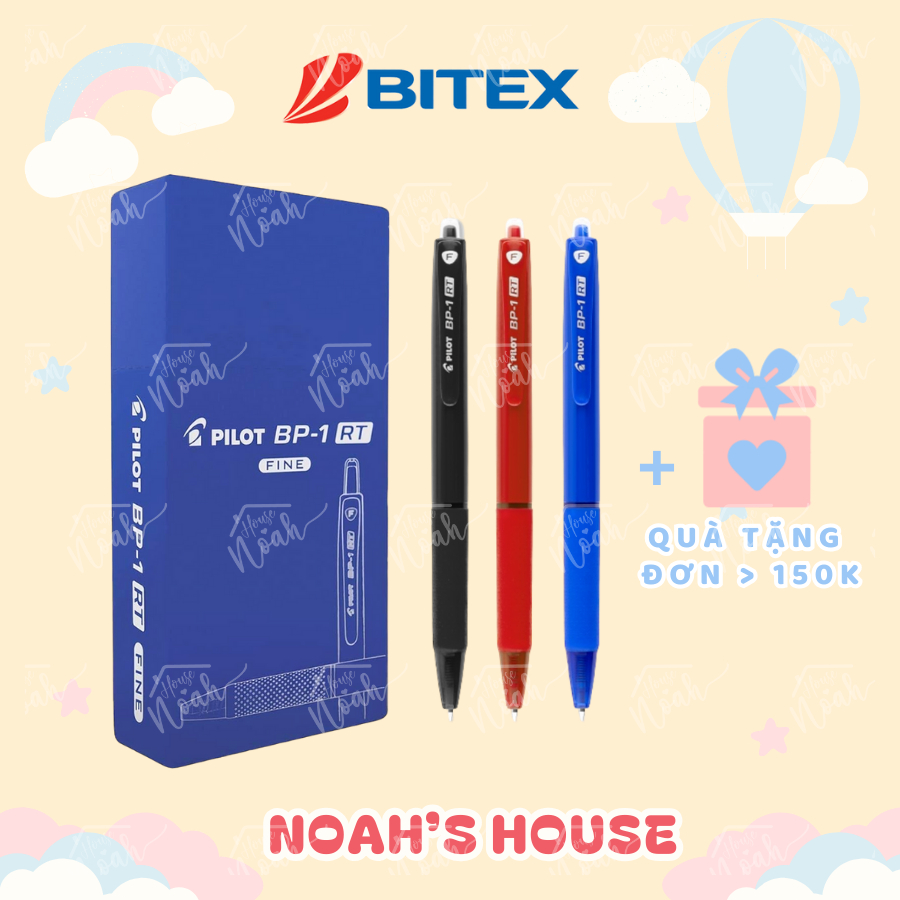 [NOAH'S HOUSE] Hộp Bút Viết Bi Bấm Nhật Bản Plastic PILOT BP-1RT Bitex Ngòi 0.7mm Mực Xanh/Đỏ ...
