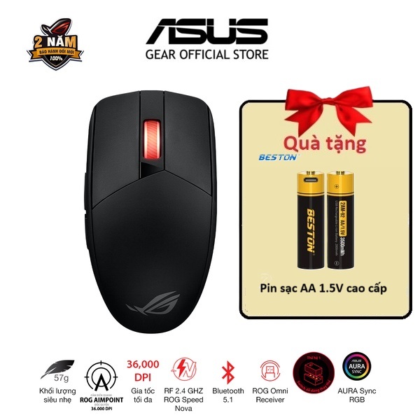 Chuột Game không dây Asus Rog Strix Impact III wireless, kết nối usb 2 ...