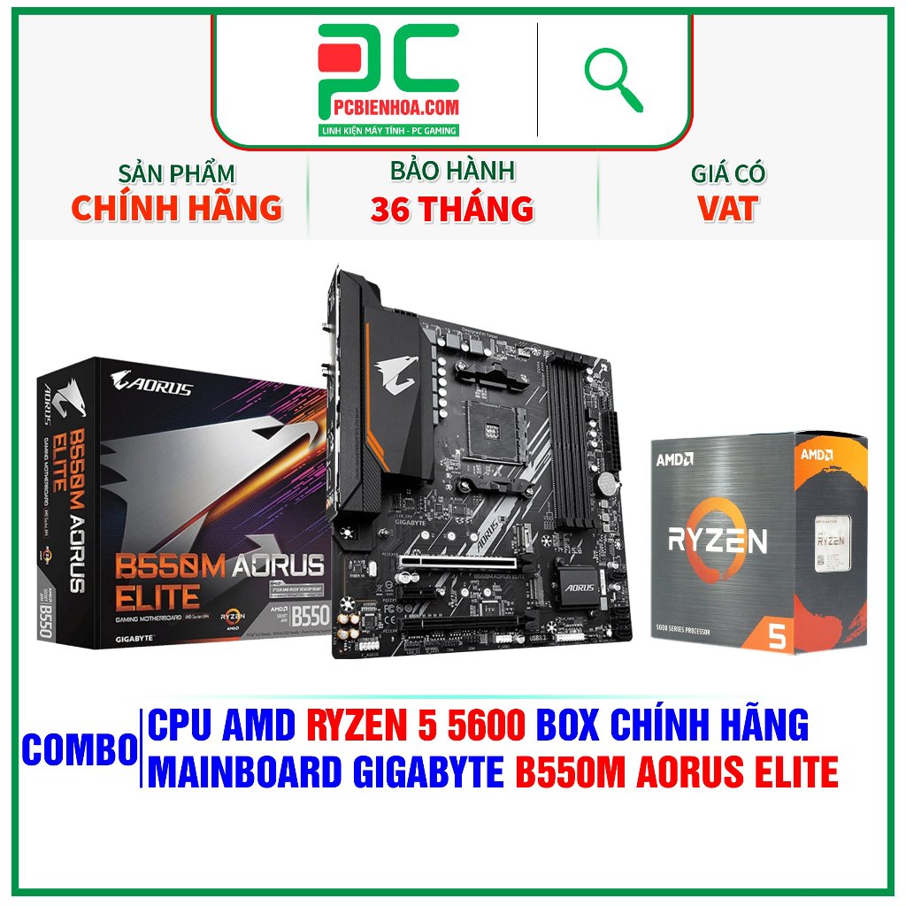 Combo máy tính AMD RYZEN 5 5600 + B550M AORUS Elite - 36T | Shopee Việt Nam