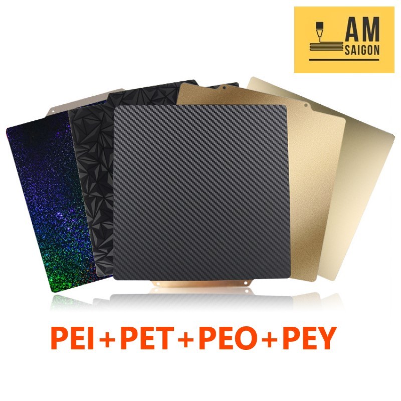[Có Lẻ tấm PEI, 2 Mặt 2 chất liệu] Bộ Tấm PEI nhám + PET + PEO + PEY ...