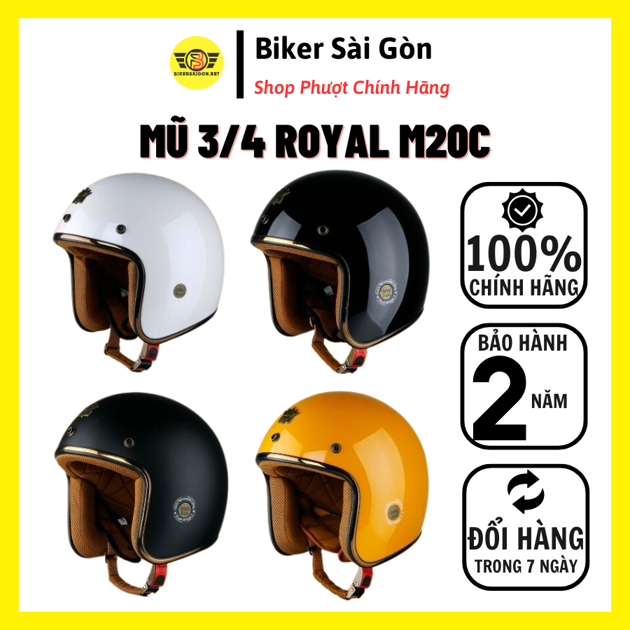 Nón bảo hiểm 3/4 Royal M20c chính hãng nhiều màu cho nam và nữ đi xe máy đi phượt - Biker Sài ...