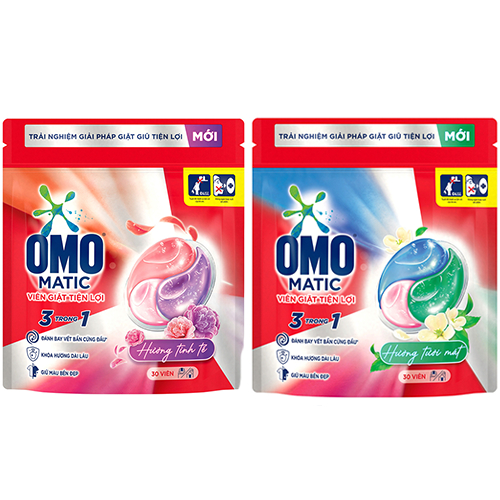 Viên giặt xả quần áo Omo 3in1 tiện lợi gói 315g (30 viên x 10.5g) hương tươi mát, tinh tế ...