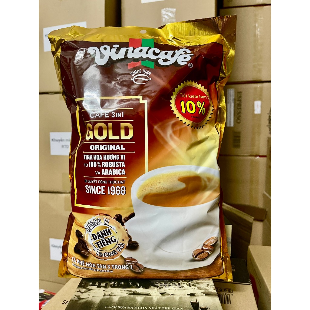 VINAB40_Cà phê sữa VinaCafe Gold 3 trong 1 túi 800g (40 gói× 20g) | Shopee Việt Nam