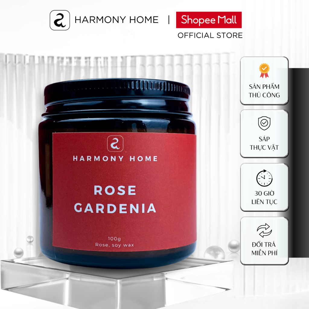 Nến Thơm Rose Gardenia [A] Harmony Home - Hương Hoa Hoa Hồng Nhập Khẩu ...