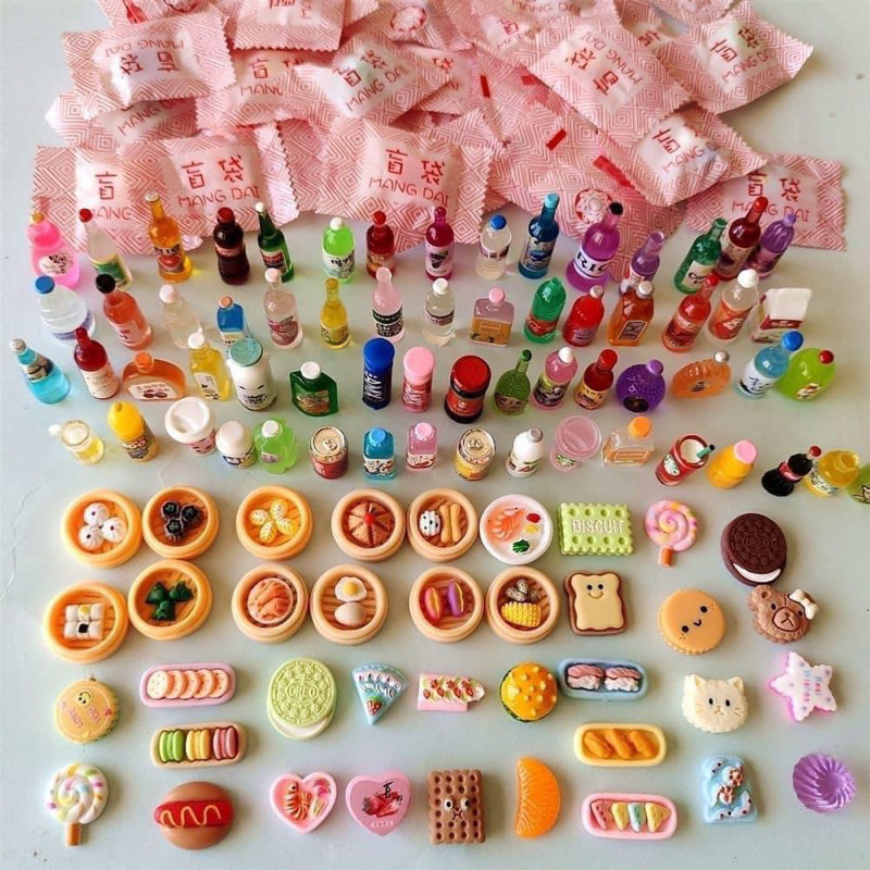 (Tặng keo) Combo 50 túi mù, blind box, charm mini túi mù, charm mini đồ ...