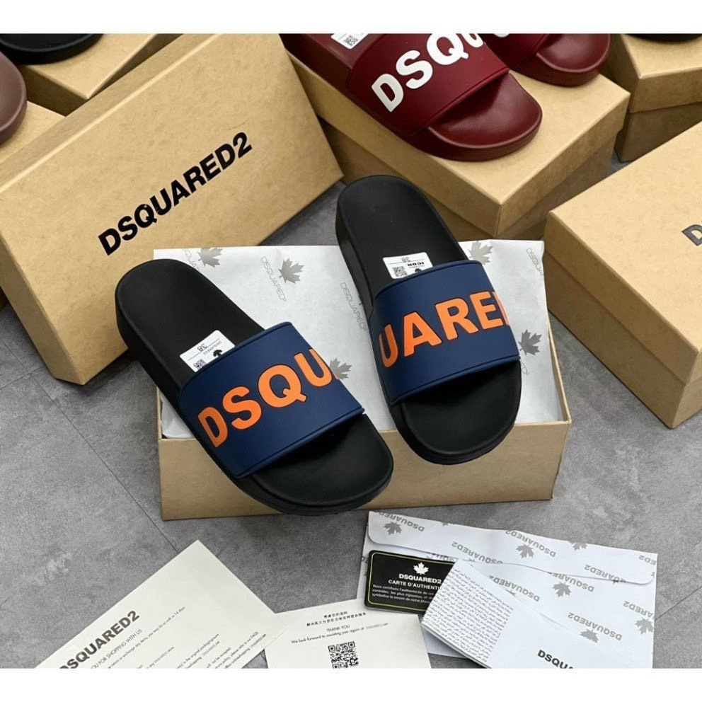 Dép lê nam nữ quai ngang DSQUARED2 chữ cam in nổi, dep DSQ ICON, dép nam boy phố đế cứng đẹp ...