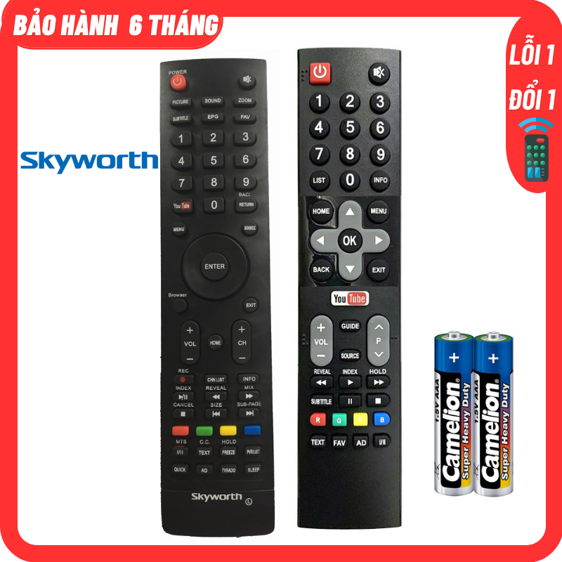 Điều khiển Tivi SKYWORTH dòng LCD/SMART TV kèm Pin - Remote Tivi ...