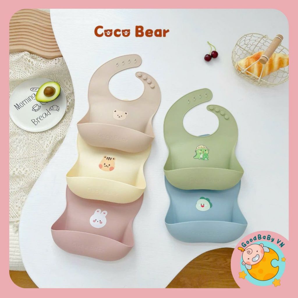 Yếm Silicon Coco Bear cao cấp phong cách Hàn Quốc cho bé ăn dặm ...