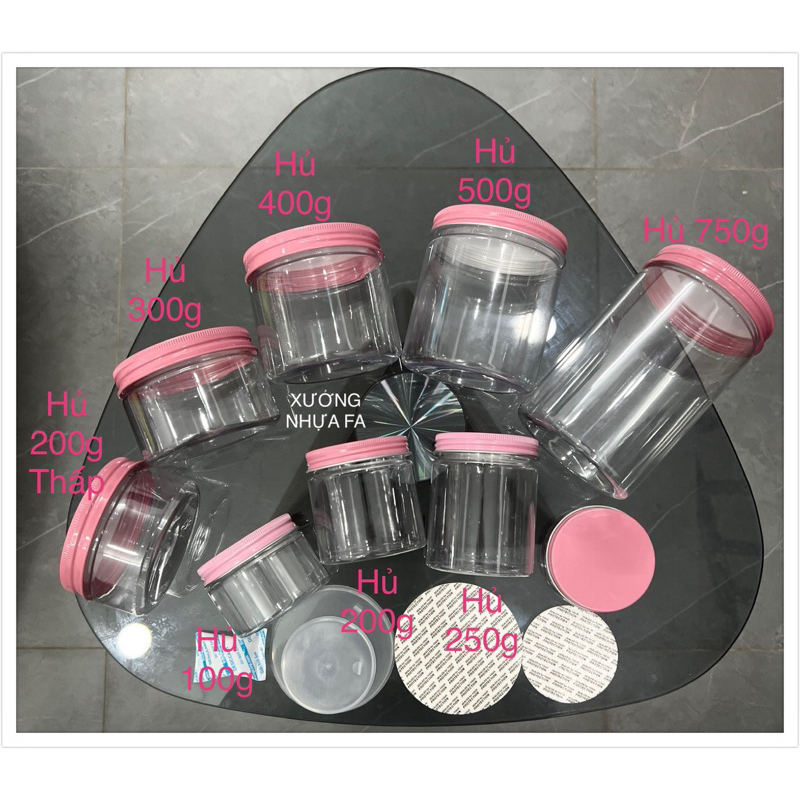 HỦ NHỰA NẮP HỒNG / Vàng / BẠC - HỘP NHỰA PET TRONG SUỐT 1kg 750g 500g 400g 300g 250g 200g 100g ...