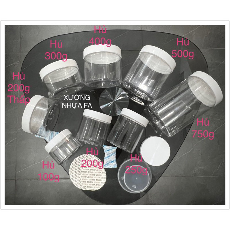 HỦ PET NẮP NHỰA TRẮNG / ĐEN - HỘP NHỰA TRONG SUỐT CHIẾT MỸ PHẨM , ĐỰNG THỰC PHẦM 1kg 750g 500g ...