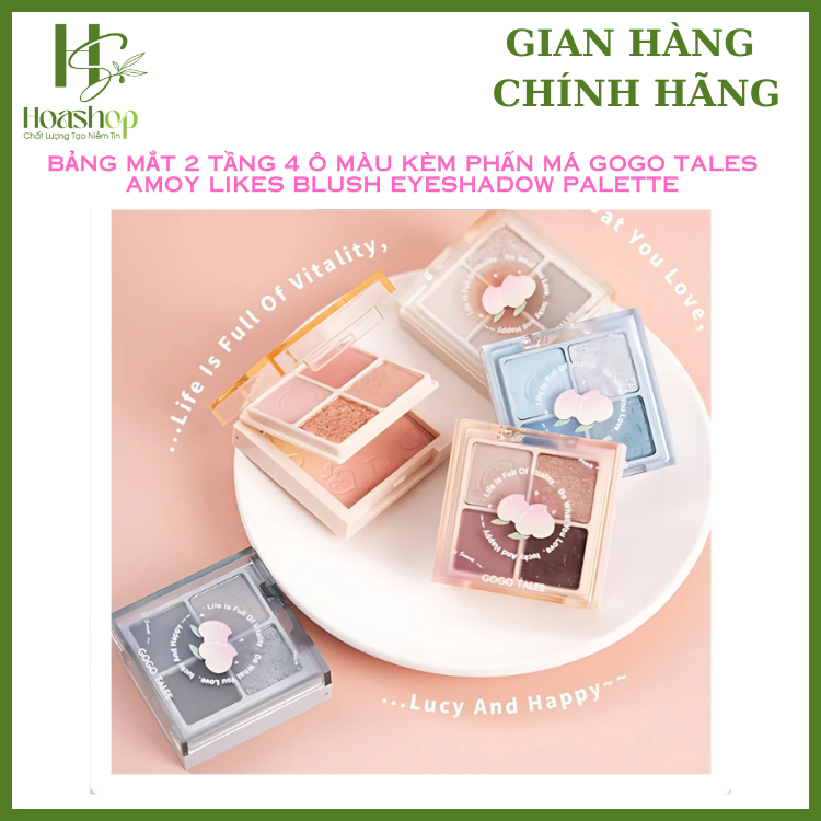 Bảng Mắt 2 Tầng 4 Ô Màu Kèm Phấn Má Gogo Tales Amoy Likes Blush ...