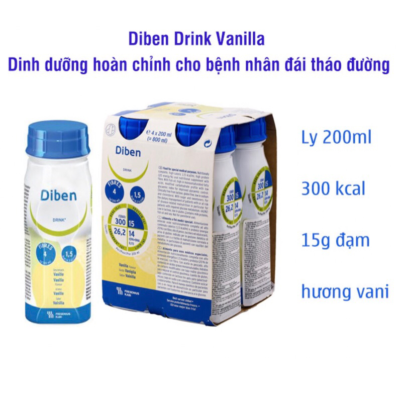 Sữa DIBEN DRINK Vanilla (200ml x 4 chai) - Dinh dưỡng chuyên biệt cho ...