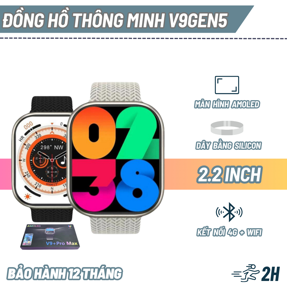 [BẢO HÀNH 12 THÁNG] Đồng Hồ V9.Gen5 Promax Màn Super Amoled Siêu Tràn ...
