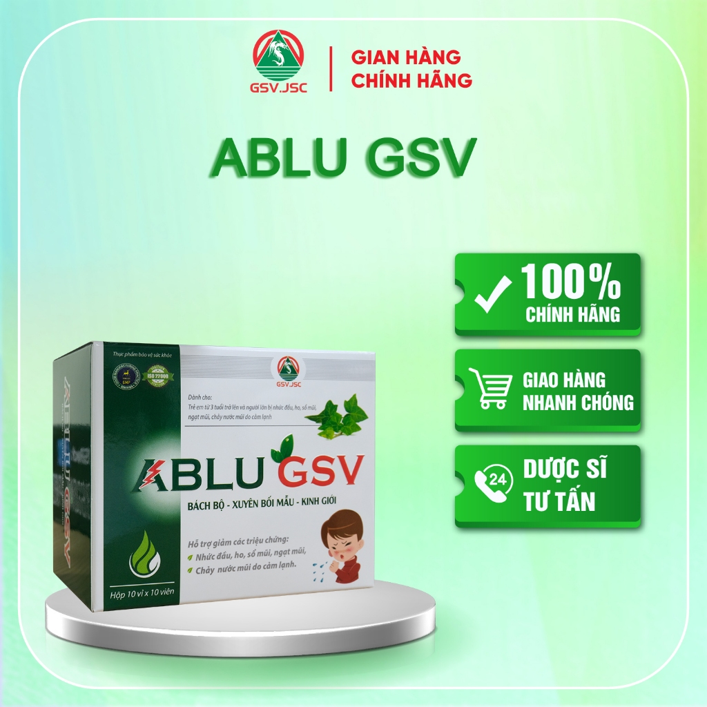 ABLU GSV Hỗ trợ giảm các triệu chứng cảm cúm họp 10 vỉ x 10 viên ...