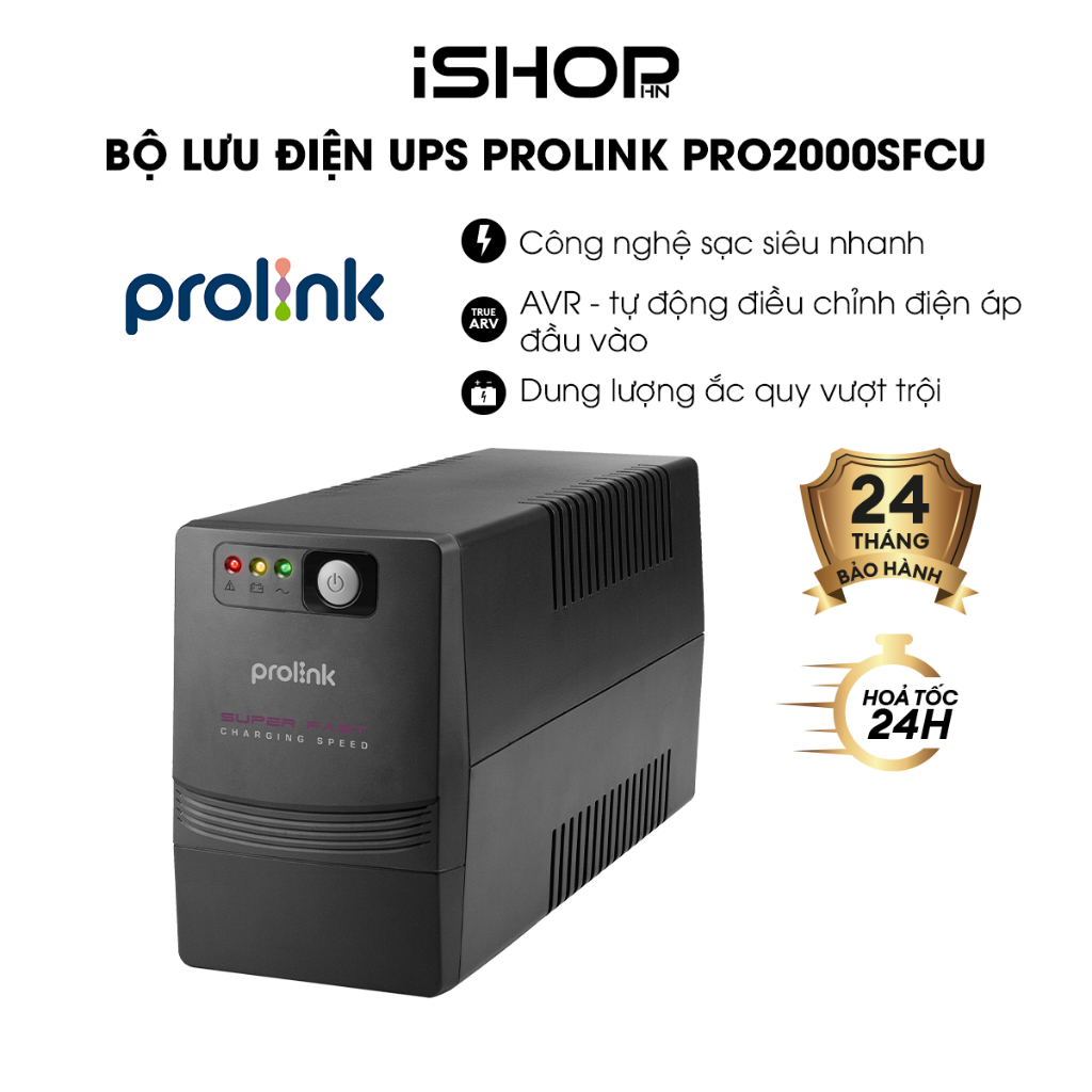 Bộ lưu điện UPS Prolink PRO2000SFCU 2000VA tải tối đa 1200W,sạc siêu ...