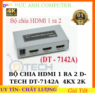 Bộ chia HDMI 1 RA 2 cổng DTECH DT-7142A - Hỗ trợ 4K . Bộ chia DT7142A - Full Box | Shopee Việt Nam