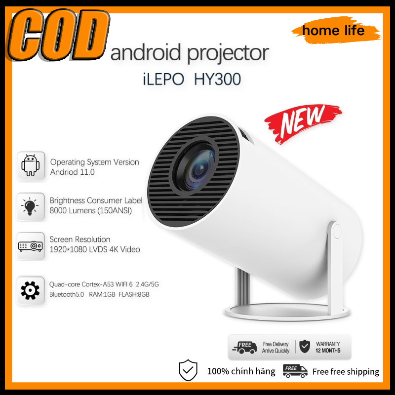 Máy chiếu HY300/HY320/X8MAX Full HD android 11.0 độ sáng 8000 lumens ...