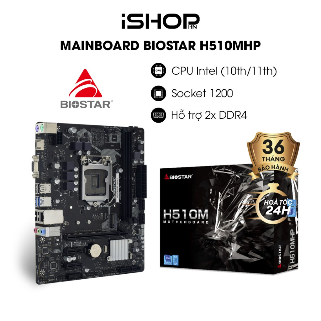 Bo mạch chủ Mainboard Biostar H510MHP 2.0 CPU Intel (10th/11th), Socket ...