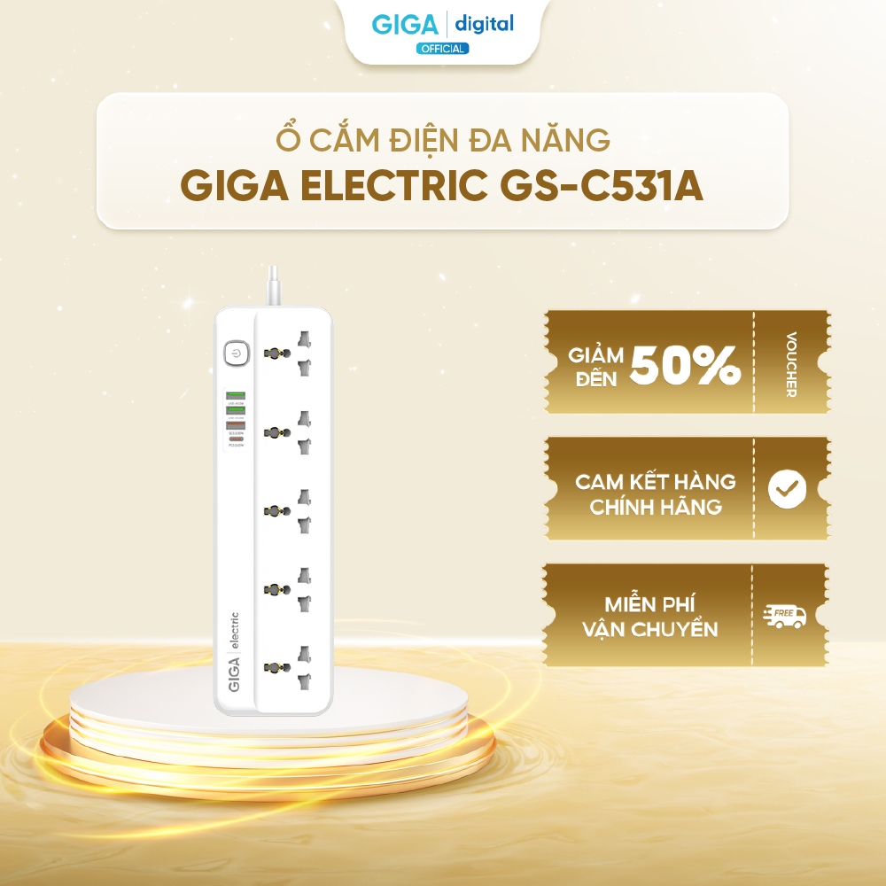 Ổ cắm điện đa năng Giga Electric GS-C531A (chân cắm EU, dây 3M ...