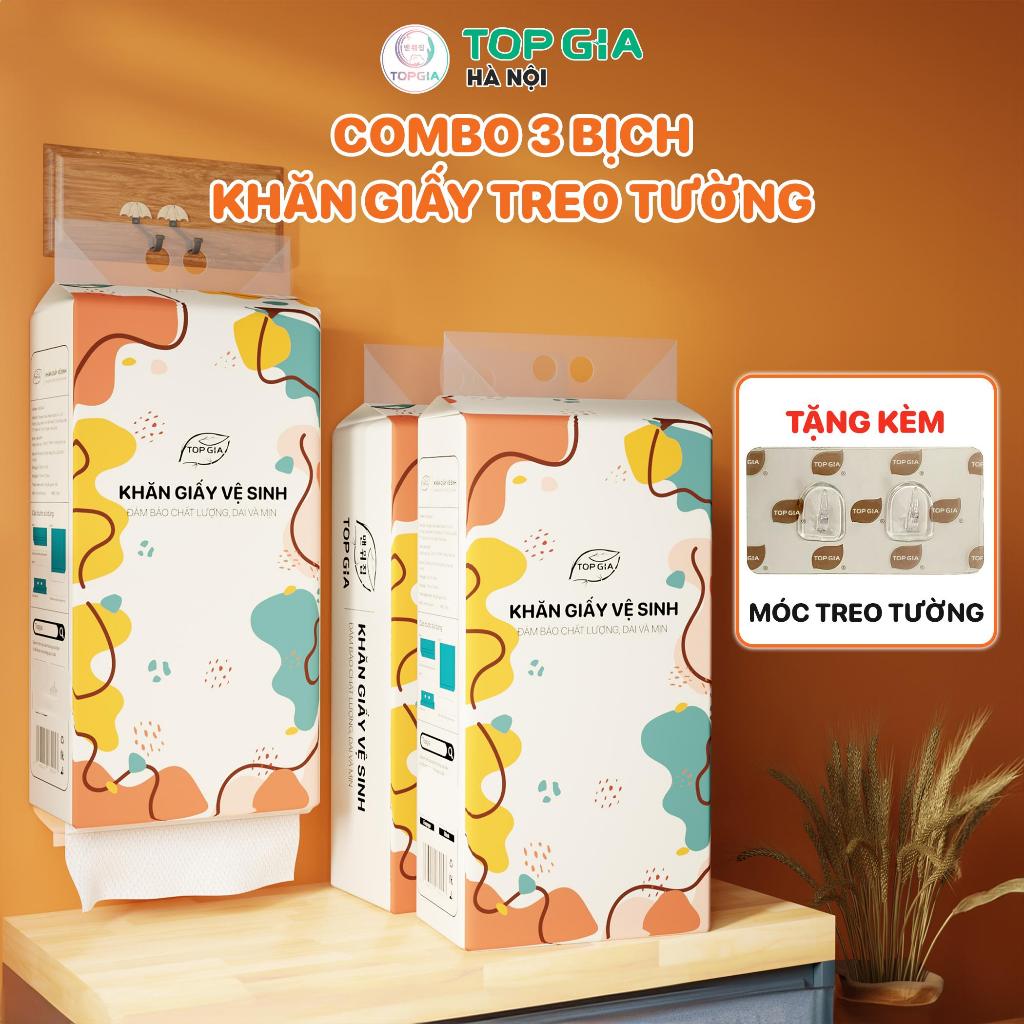 Giấy vệ sinh treo tường Top Gia thùng 6 bịch đa sắc làm từ bột gỗ nguyên chất, 1280 tờ 4 lớp dày ...