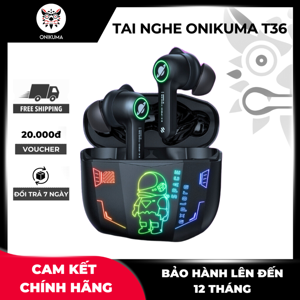 Tai nghe Bluetooth Gaming nhét tai không dây Onikuma T36, Tai nghe chơi ...