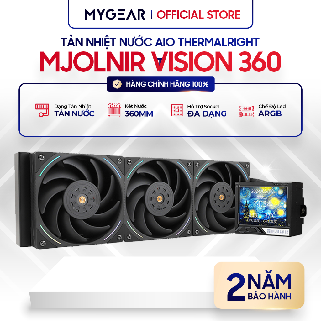 Tản Nhiệt Nước Có Màn LCD - Thermalright Mjolnir Vision 360 BLACK ...