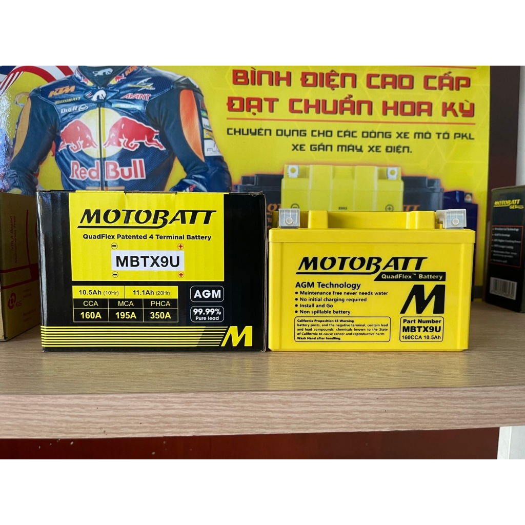 Bình ắc quy xe Kawasaki Z800/Z900/Z1000 MOTOBATT Quadflex MBTX9U, 12V ...