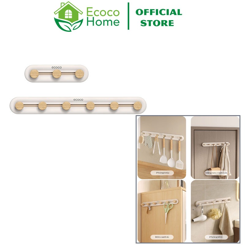 Móc Treo Đồ ECOCO 3 Móc và 6 Móc Chịu Lực Không Khoan Tường, Móc Đa Năng Di Chuyển Thông Minh ...