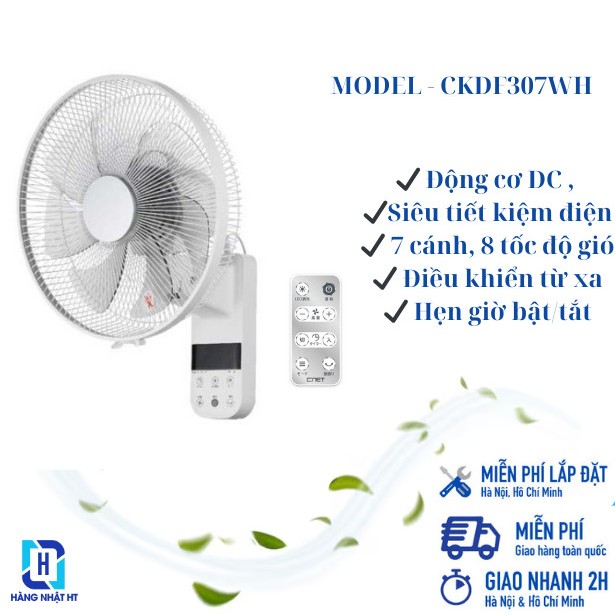 Quạt treo tường C:NET CKDF307WH | Động cơ DC | Nội địa Nhật Bản | Shopee Việt Nam