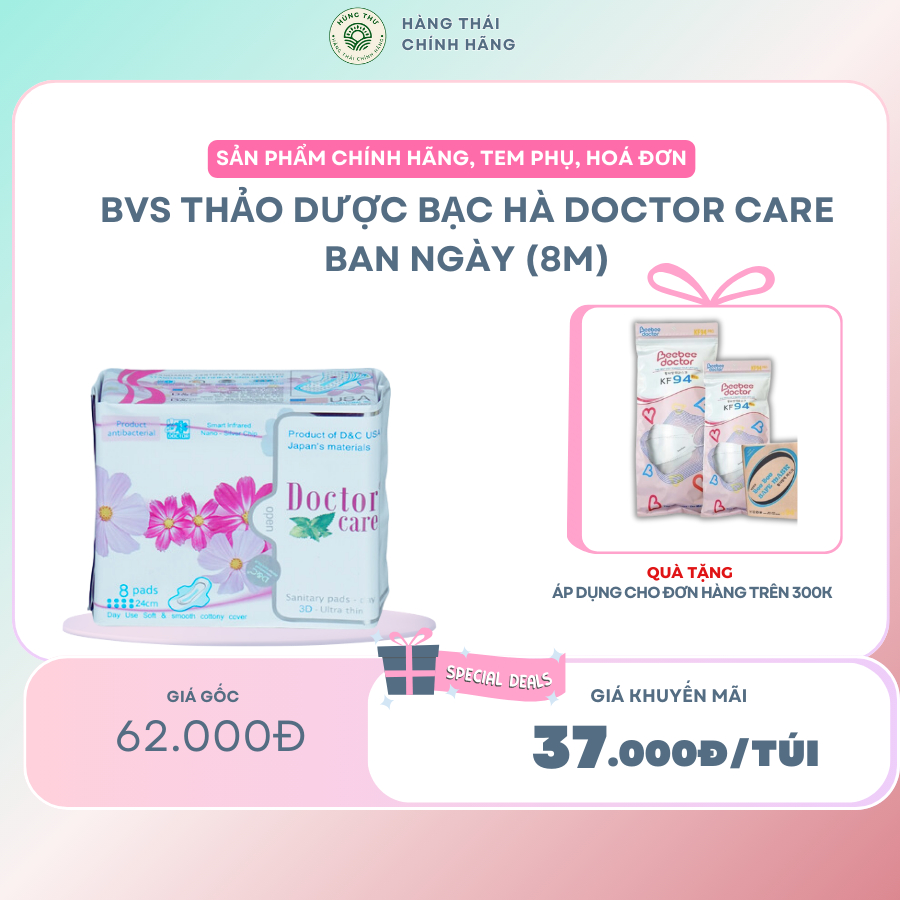 Băng vệ sinh Doctor Care ban ngày 8 miếng mẫu mới, date mới nhất, cập ...