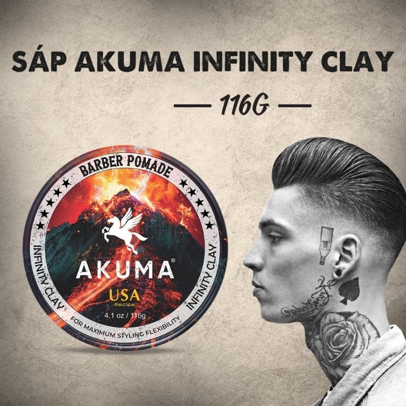 Sáp vuốt tóc AKUMA INFINITY CLAY hương nước hoa, hỗ trợ dưỡng tóc tạo ...