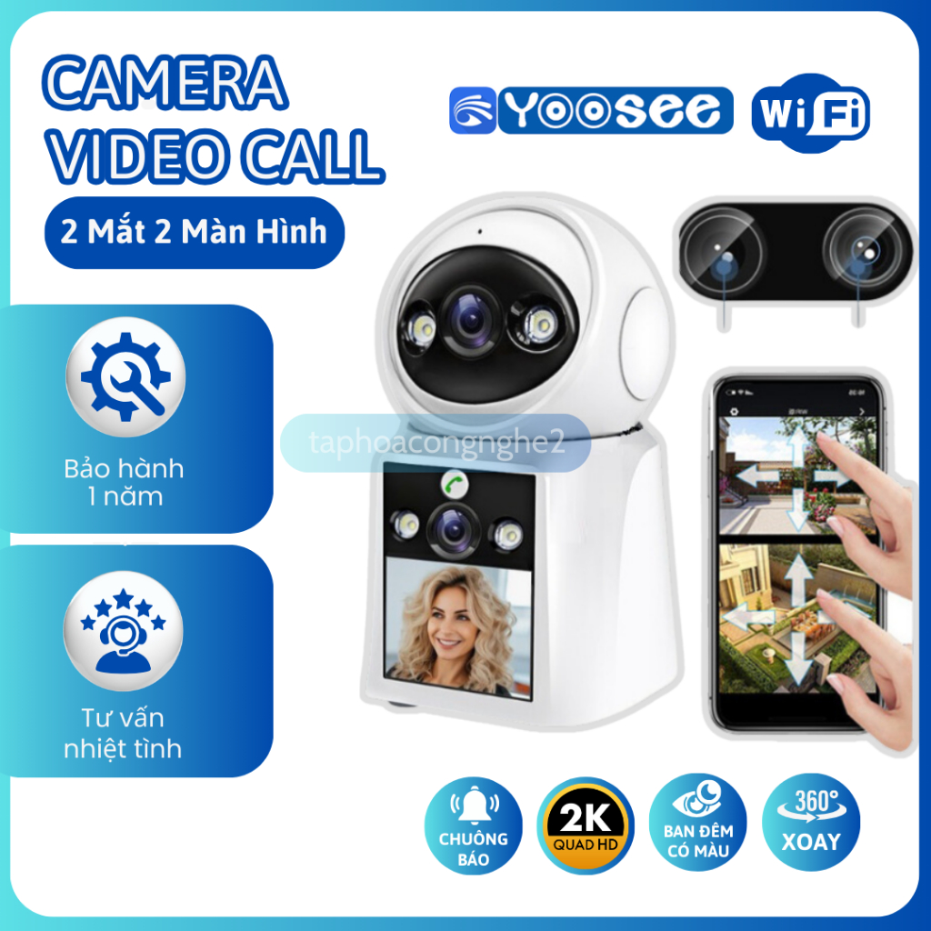 Camera Video Call YOOSEE/IMCAM/ICSee Tích Hợp Màn Hình IPS, Đàm Thoại 2 ...