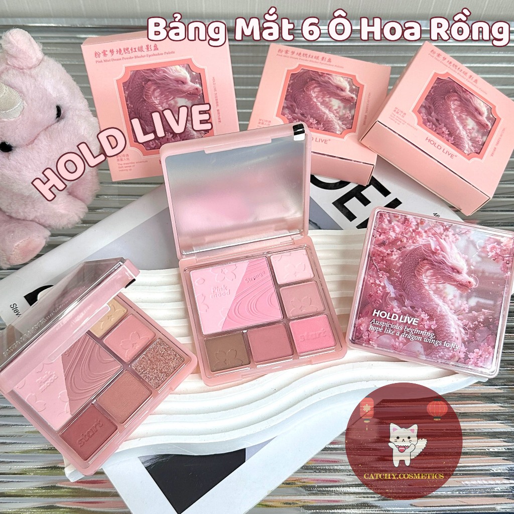 [HOLD LIVE] Bảng Phấn Mắt HOLD LIVE 6 Ô Kèm Má Hồng/Tạo Khối Hoa Rồng Pink Mist Dream 14g (HL734 ...