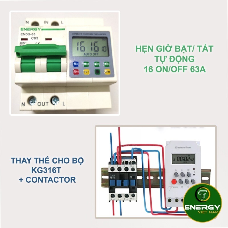 Công Tắc Hẹn Giờ Thông Minh MCB AC 1 Pha Timer ON / OFF Auto Tắt Mở Tự ...