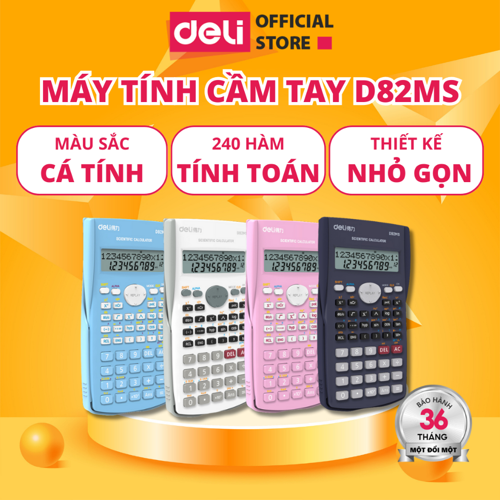Máy Tính Cầm Tay DELI D82MS Màn Hình LCD Nắp Trượt Màu Sắc Dễ Thương ...