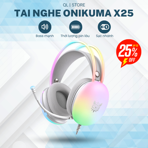 Tai nghe chụp tai ONIKUMA x25 có micro và đèn rgb thích hợp thích hợp Tai nghe có dây cho máy ...