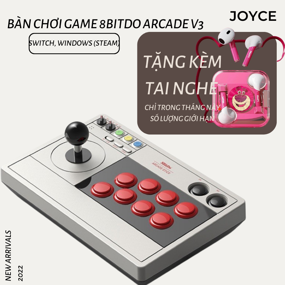 bàn chơi game tên : 8bitdo v3 arcade dùng cho máy nintendo switch và pc | Shopee Việt Nam