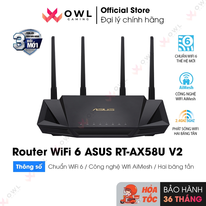Router WiFi 6 ASUS RT-AX58U V2 (Hàng chính hãng) | Shopee Việt Nam